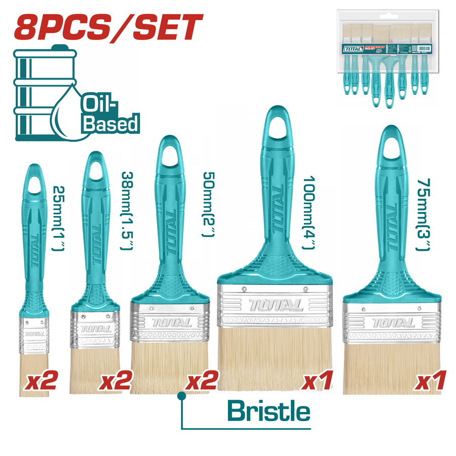 TOTAL THT8450801 8Pcs Paint Brush Set | SATCO