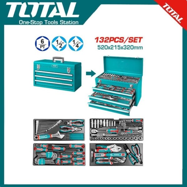 TOTAL THPTCS71321 132 Pcs Tool Chest Set | SATCO
