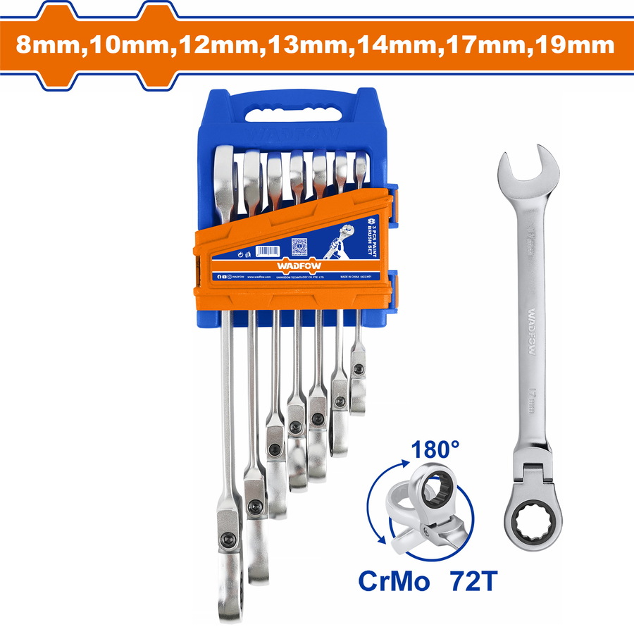 WADFOW WSP5207 7 Pcs Flexible Ratchet Spanner Set | SATCO
